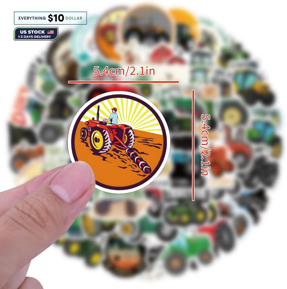 60 Pcs Tractor Stickers Decals for Kids Boys Girls, Cute Agricultural ...
