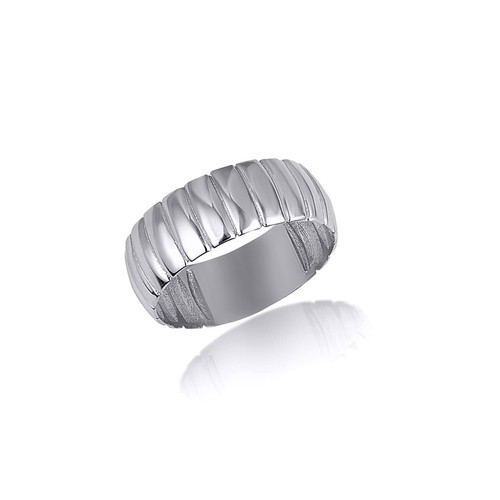 .925 Sterling Silver Women's Ribbed Band Ring | eBay