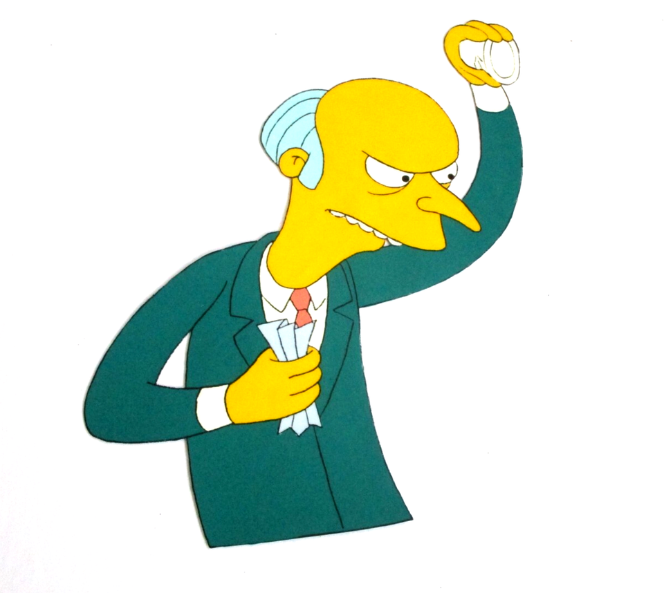 1990s SIMPSONS MR BURNS FOX ORIGINAL PRODUCTION CEL Walt Disney Bart ...