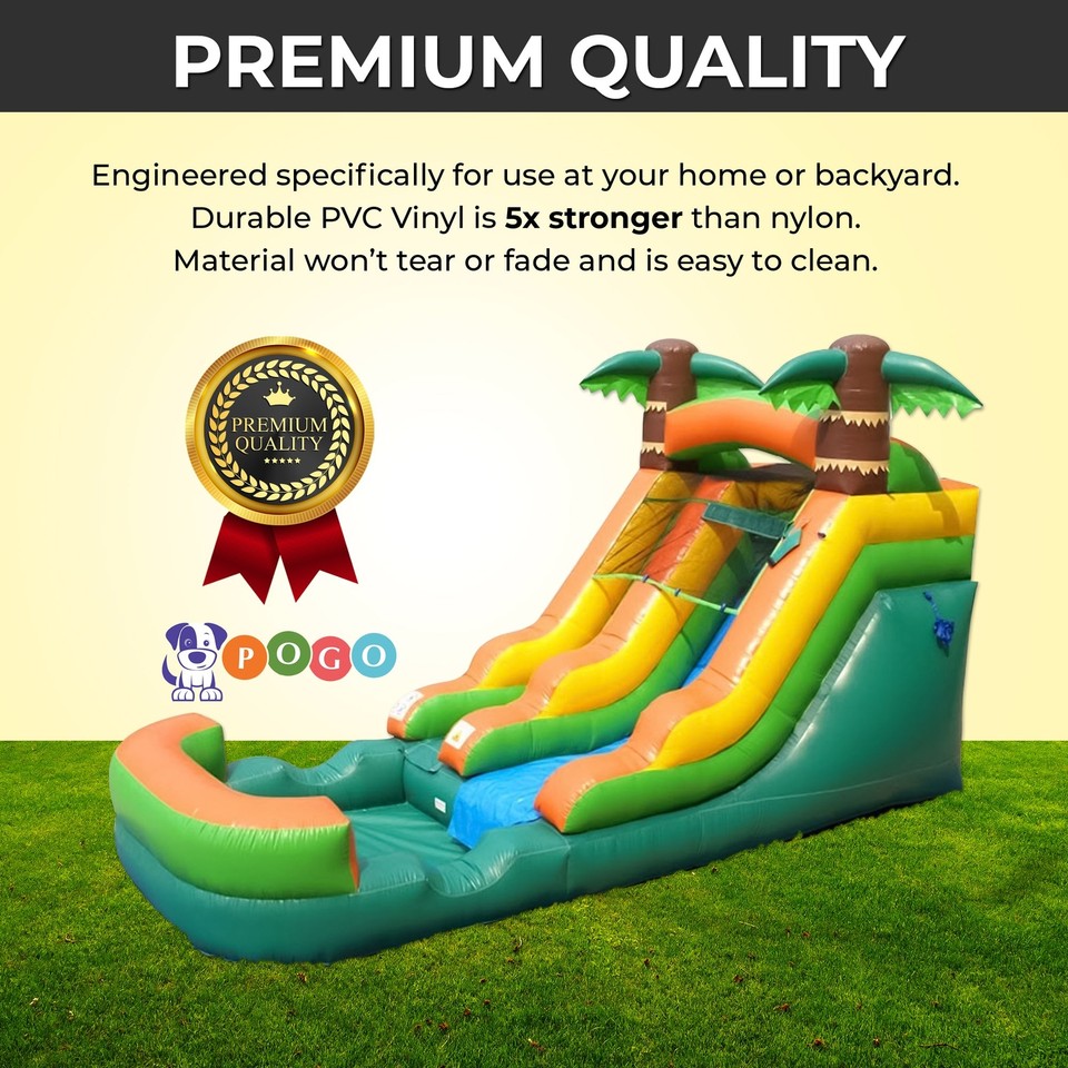 Pogo Inflatable Bouncer 12' Slide For Kids Pool Slide Inflatable Jumper ...