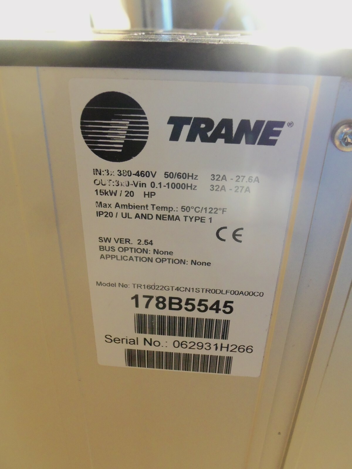 Trane 20HP/15KW Drive TR1 Series vfd 178B5545 TR16022GT | eBay