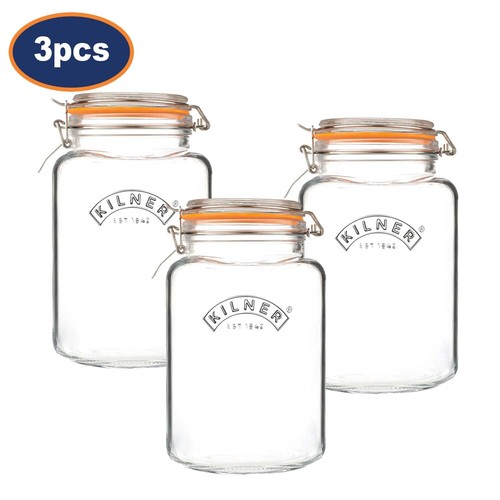 Glass Jar 3L Square Preserving Jar Storage with Airtight Clip Top ...