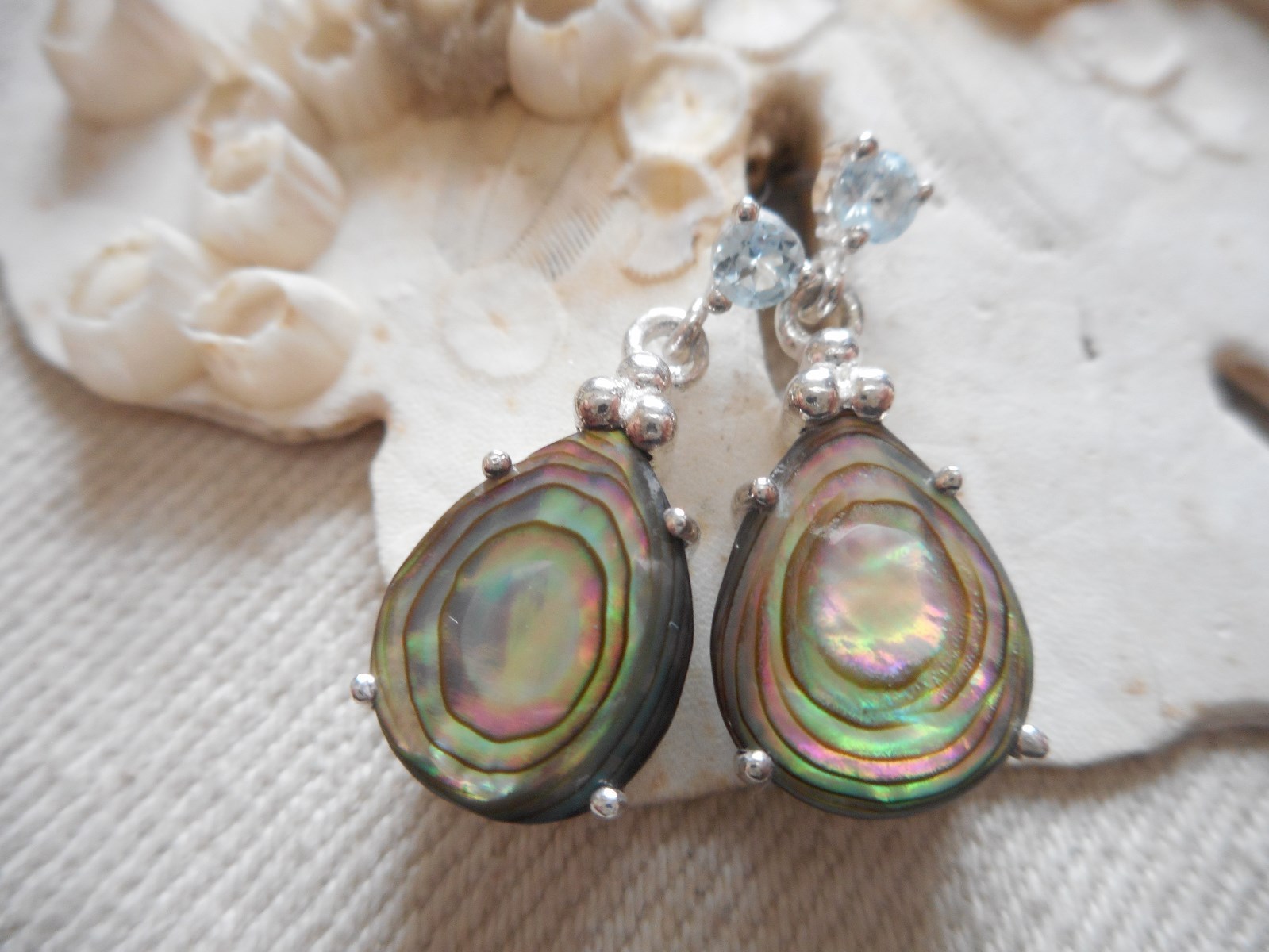 Small Sterling Silver Abalone Shell Tear Drop Dangle … - Gem