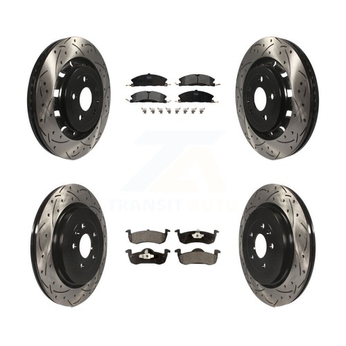 Front Rear Drilled Slot Disc Brake Rotor & Semi-Metallic Pad Kit For ...