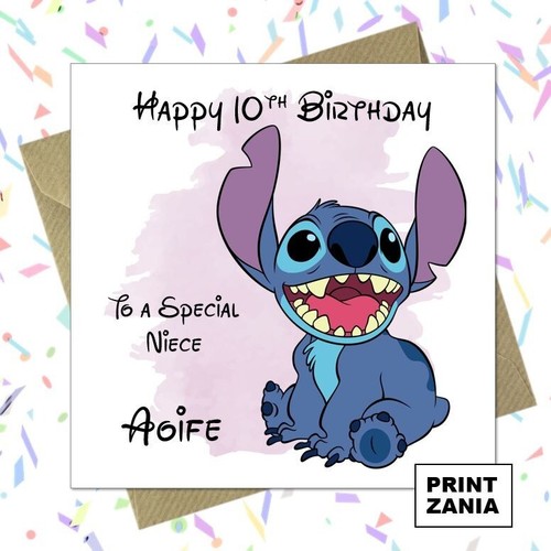 Personalised Birthday card Lilo and Stitch any name age relation Girls ...