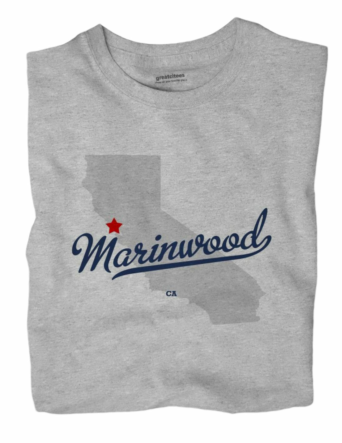 Marinwood California CA T-Shirt MAP | eBay
