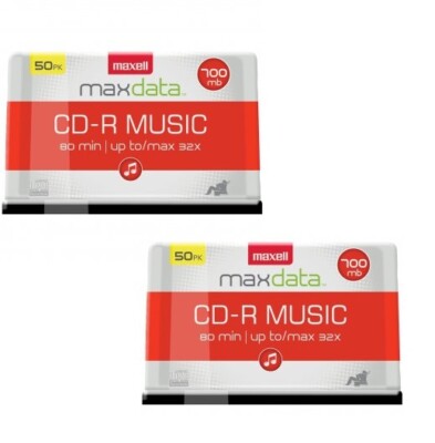 2) Maxell 625156 - CDR80MU50PK 80-Minute Music CD-Rs (50-ct Spindle) *2 ...