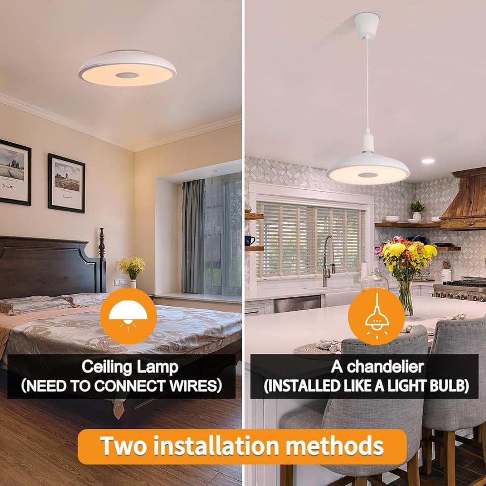 Smart Waterproof LED Flush Mount Ceiling Light Fixture,with Bluetooth ...