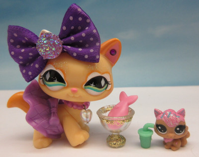 LITTLEST PET SHOP #626 WALKING GLITTER CAT & TEENSIE KITTEN ORIGINAL ...