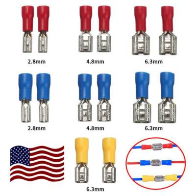 50/200pcs Female&Male Spade Insulated Connector Crimp Electrical Wire ...