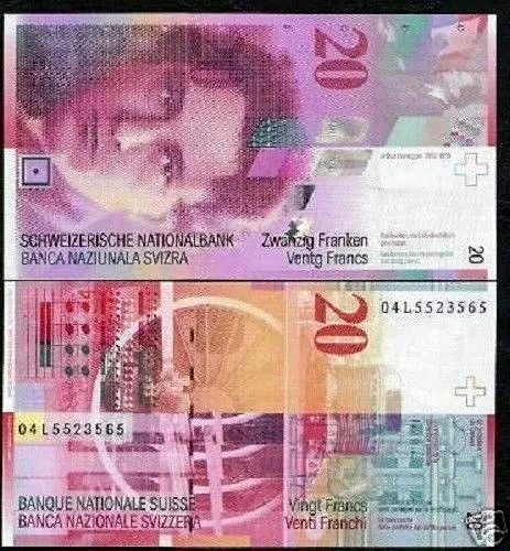 Switzerland 20 FRANCS P-68 2004 Swiss Locomotive Piano Trumpet UNC ...