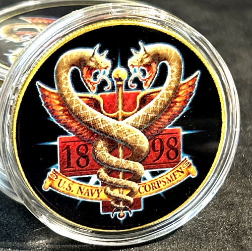 US Navy Corpsman Double Snakes 1898 Challenge Coin | eBay
