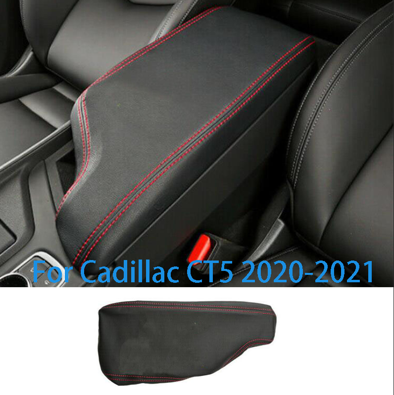 Black Leather Middle Console Armrest Cover Trim Fit For Cadillac CT5 ...