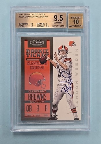 2012 Panini Contenders Brandon Weeden Auto Rookie Ticket #206 Card BGS ...