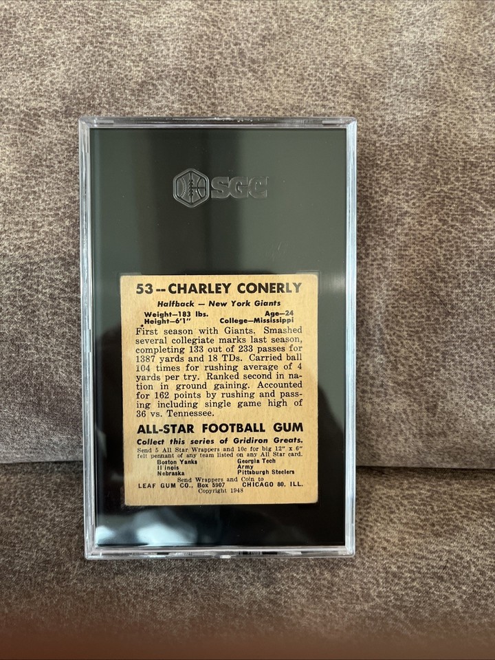 1948 Leaf - Charlie Conerly #53 Name Misspelled as Charley (RC) | eBay