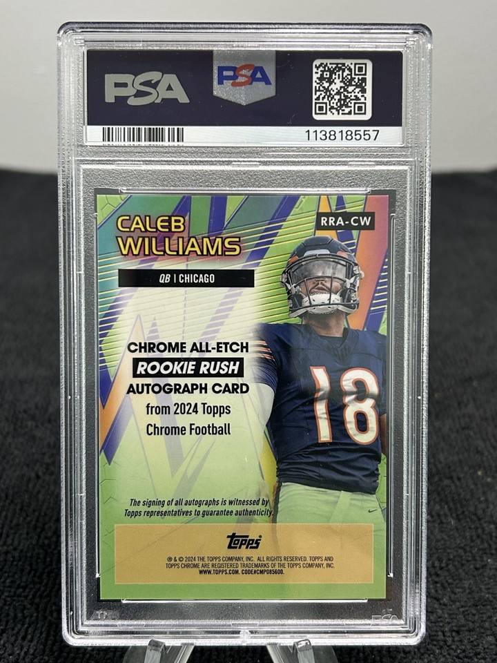 🌟 2024 Topps Chrome Rookie Rush Auto Caleb Williams Aqua /199 PSA 10 ...