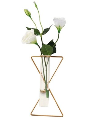 Nordic Wall Vase Hanging Geometric Gold Flower Vase Wall Mount Metal ...