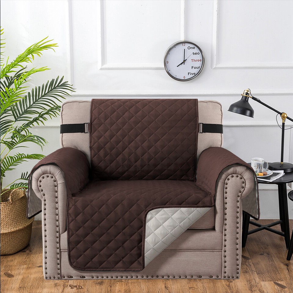 1/2/3 Seater Sofa Cover Reversible Quilted Chair Couch Slipcover ...