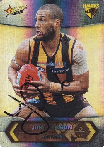 Signed Josh Gibson Hawthorn Hawks Autograph on 2015 Select Silver ...