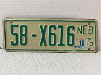 1976 Nebraska Trailer License Plate 58-X616 Oct 78 Tags | eBay