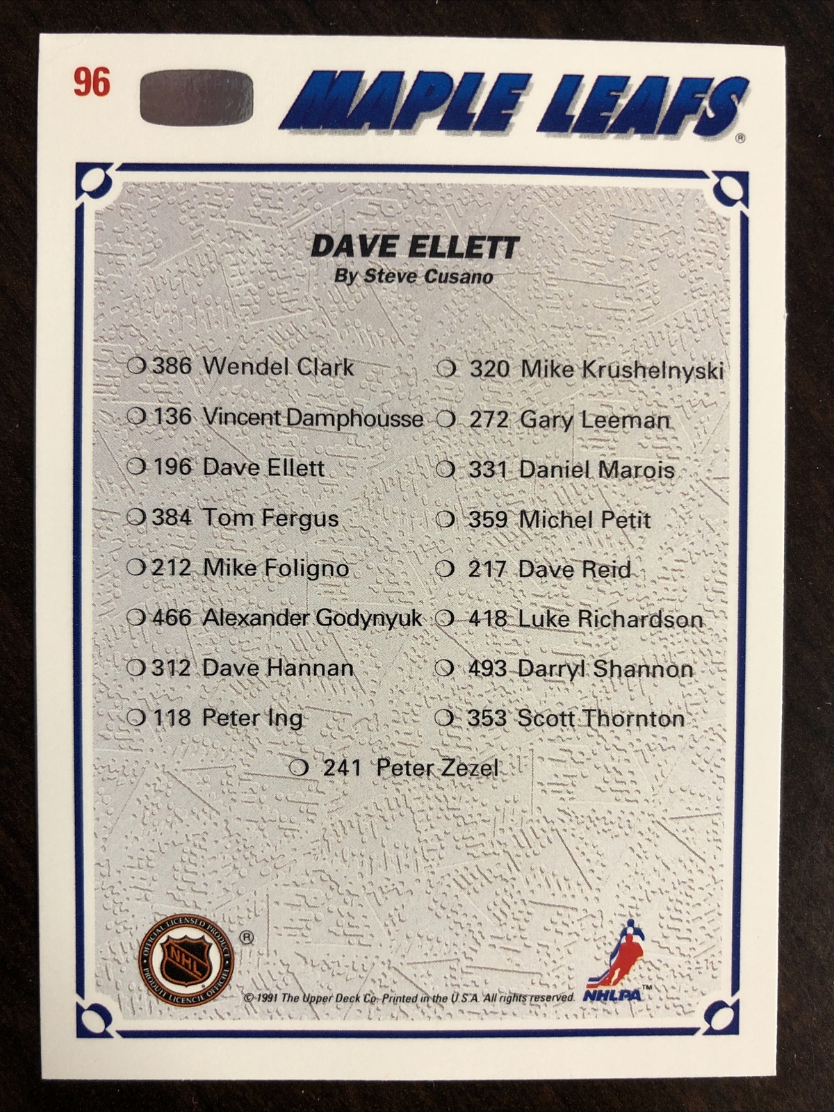 1991-92 Upper Deck - #96 Dave Ellett for sale online | eBay