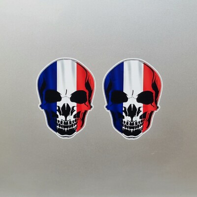 2x France French Flag Realistic Skull Vinyl Sticker Decal For Car ...