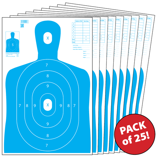 25 Paper Shooting Targets Gun Range Pistol Rifle Handgun Blue ...
