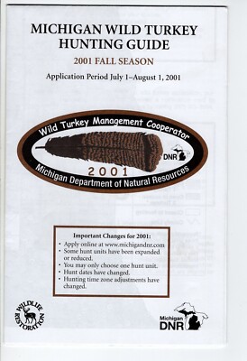 2001 MICHIGAN DNR FALL WILD TURKEY DIGEST GUIDE LICENSE - MICHIGAN-DEER ...