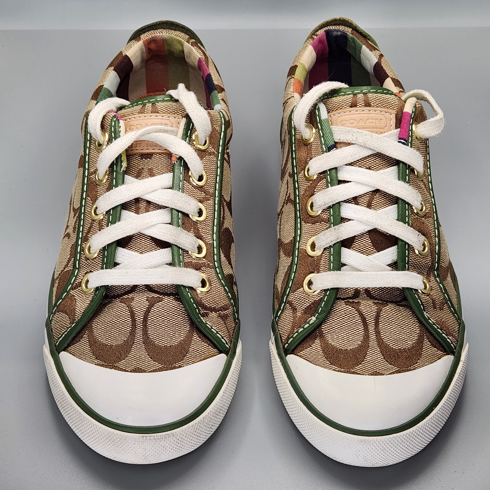 Women's Coach Barrett Sneaker Tan and Brown with Gree… - Gem