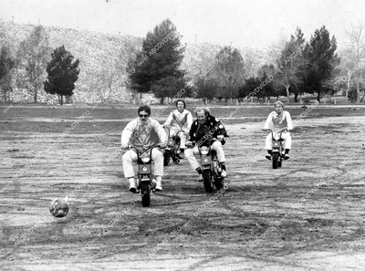 crp-13896 1968 pop music group Harpers Bizarre on mini scooter ...