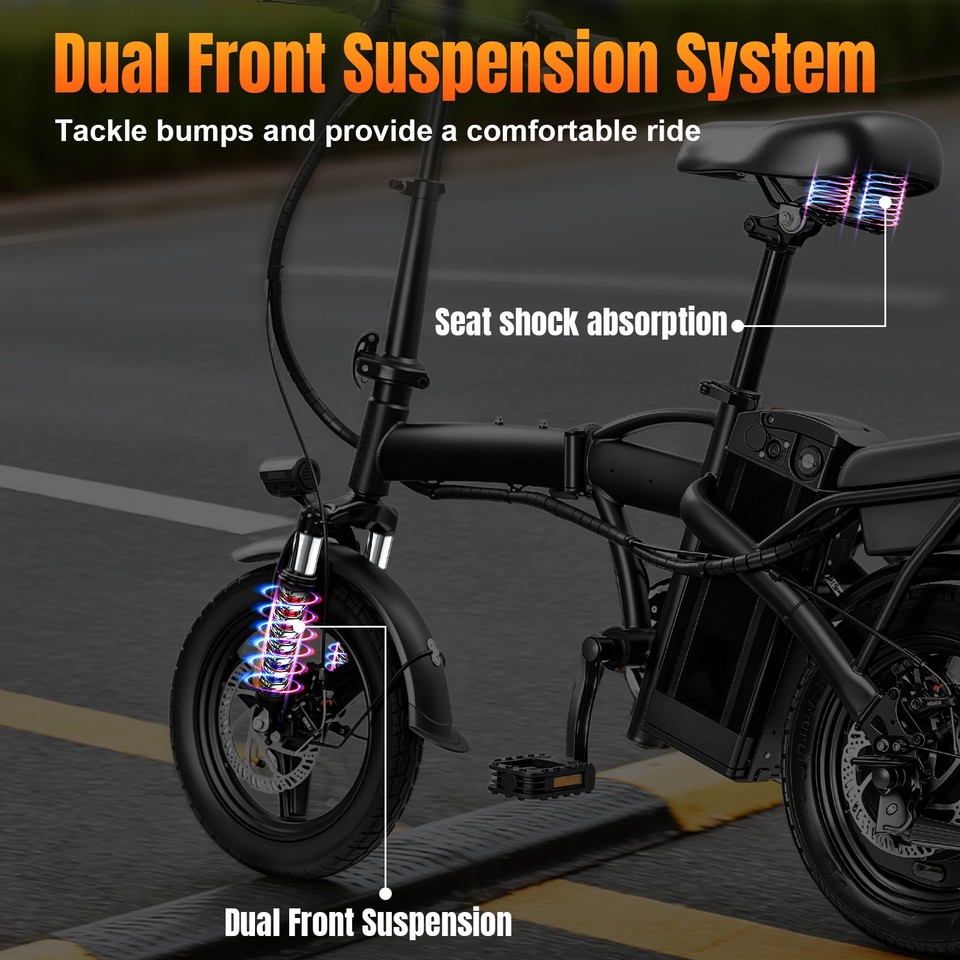 Electric Bike Adult 24MPH 560W 48V Commuter E Bicycle Foldable UL 2849 ...