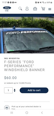 Ford Performance M-1820-F15A : "Ford Performance" Windshield Banner ...