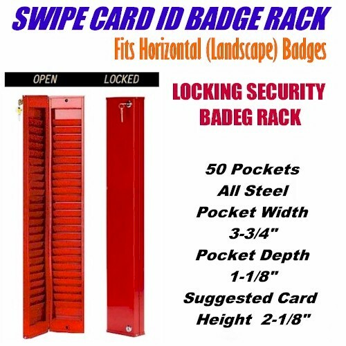 50 Pocket, Locking Security Swipe ID Card Badge Rack, Model Custom50 ...