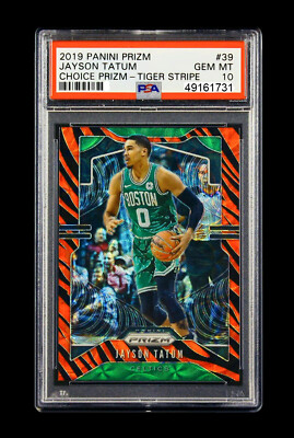 JAYSON TATUM 2019 PANINI PRIZM CHOICE TIGER STRIPE POP 4 PSA 10 GEM ...