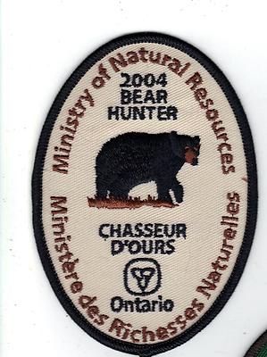 2004 ONTARIO MNR BEAR HUNTER PATCH-MICHIGAN DNR DEER-MOOSE-ELK-CREST ...