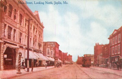 Postcard Main Street Scene w/ Street Car Trolley, Joplin, Missouri - ca ...