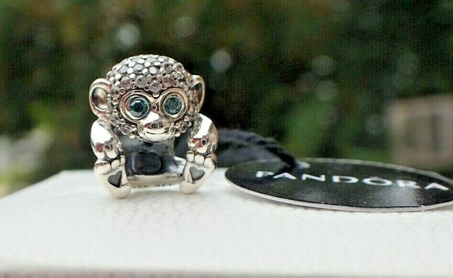 Authentic PANDORA 925 Silver Lucky Sparkling Monkey Charm Pendant ...