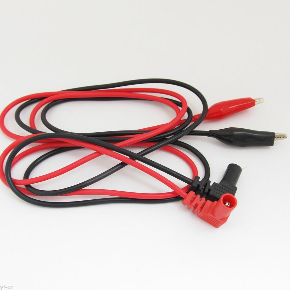 2pcs 1M Angle 4mm Probe Banana Plug to Alligator Clip Multimeter Lead ...