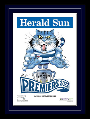 MARK KNIGHT FRAMED OFFICIAL 2022 GEELONG AFL GRAND FINAL PREMIERSHIP ...