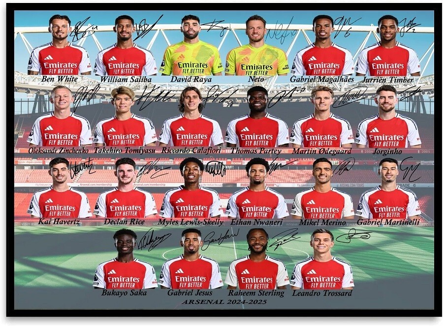 Arsenal 2024-2025 Signed Printed Team Poster Print Gift For Football ...