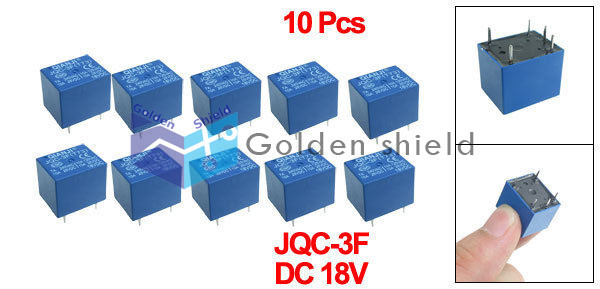 10 x JQC-3F 5 Pins SPST Power Relay DC 18V Coil 10A/125V AC 10A/28V Kd ...