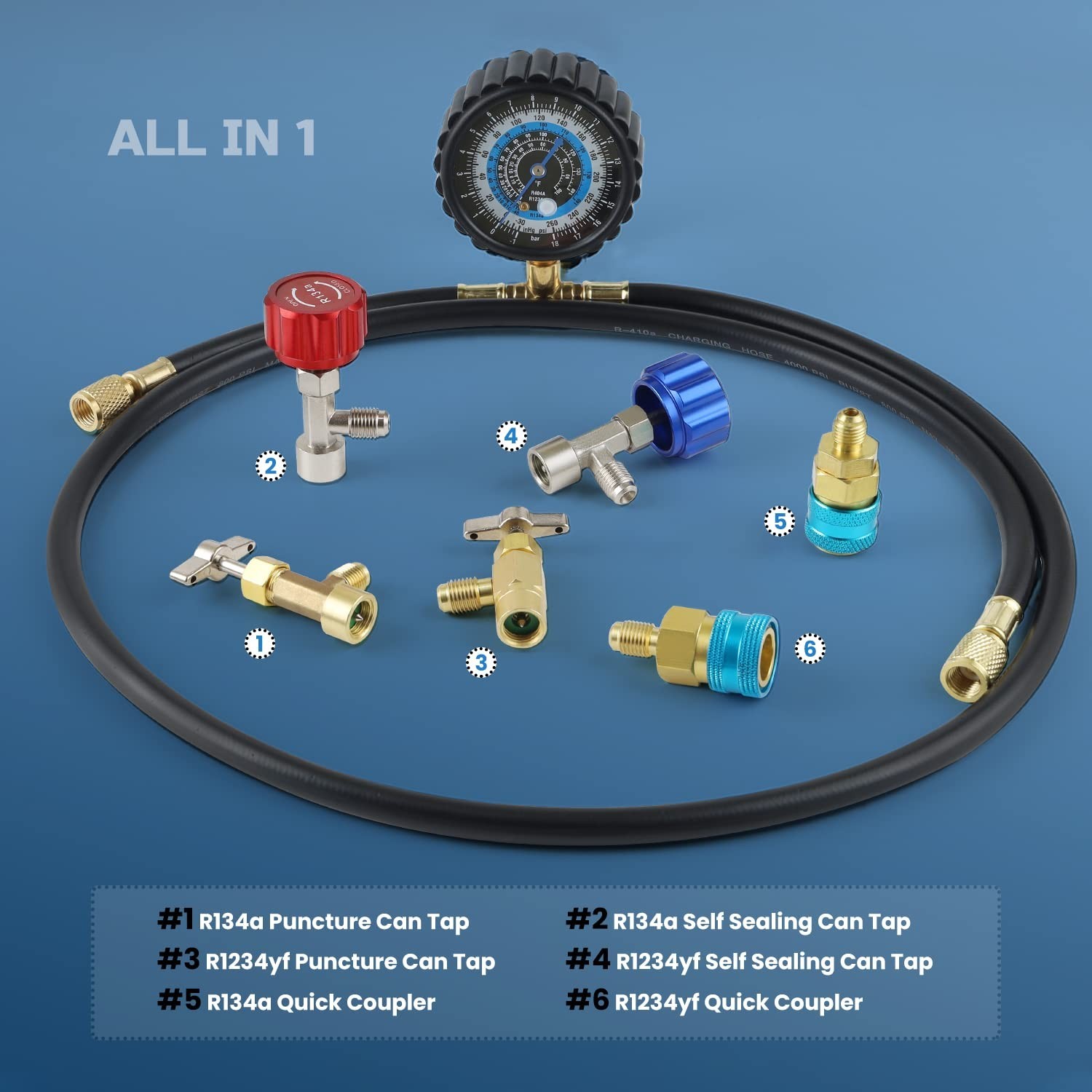 R1234Yf Refrigerant Recharge Kit, AC R134A 1234Yf Gauge Set Include ...