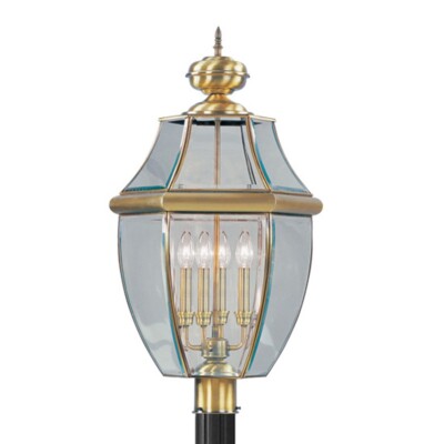 Livex Lighting Monterey Outdoor Post Head in Antique Brass - 2358-01 | eBay