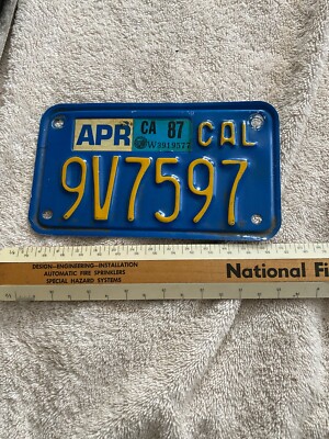 Vintage California License Plate Blue / Yellow Motorcycle | eBay