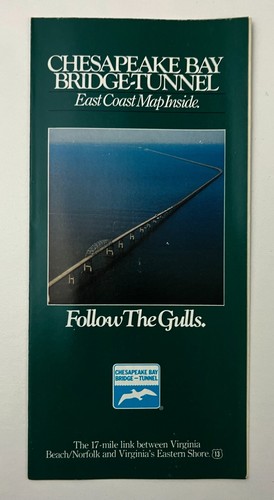 1980s Chesapeake Bay Bridge Tunnel Virginia Beach Map Vintage Travel ...