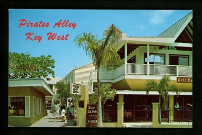 Florida FL postcard Key West, Pirates Alley shops Aquarium | eBay