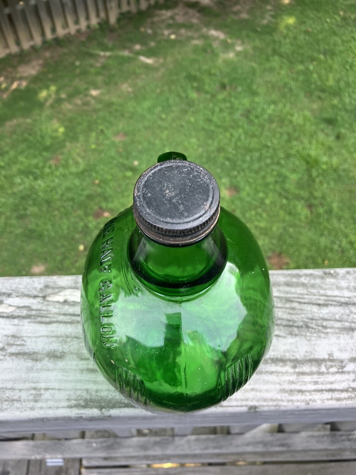 Vintage 1/2 One Half Gallon WILDROOT Green Glass Jar With Top Hair ...