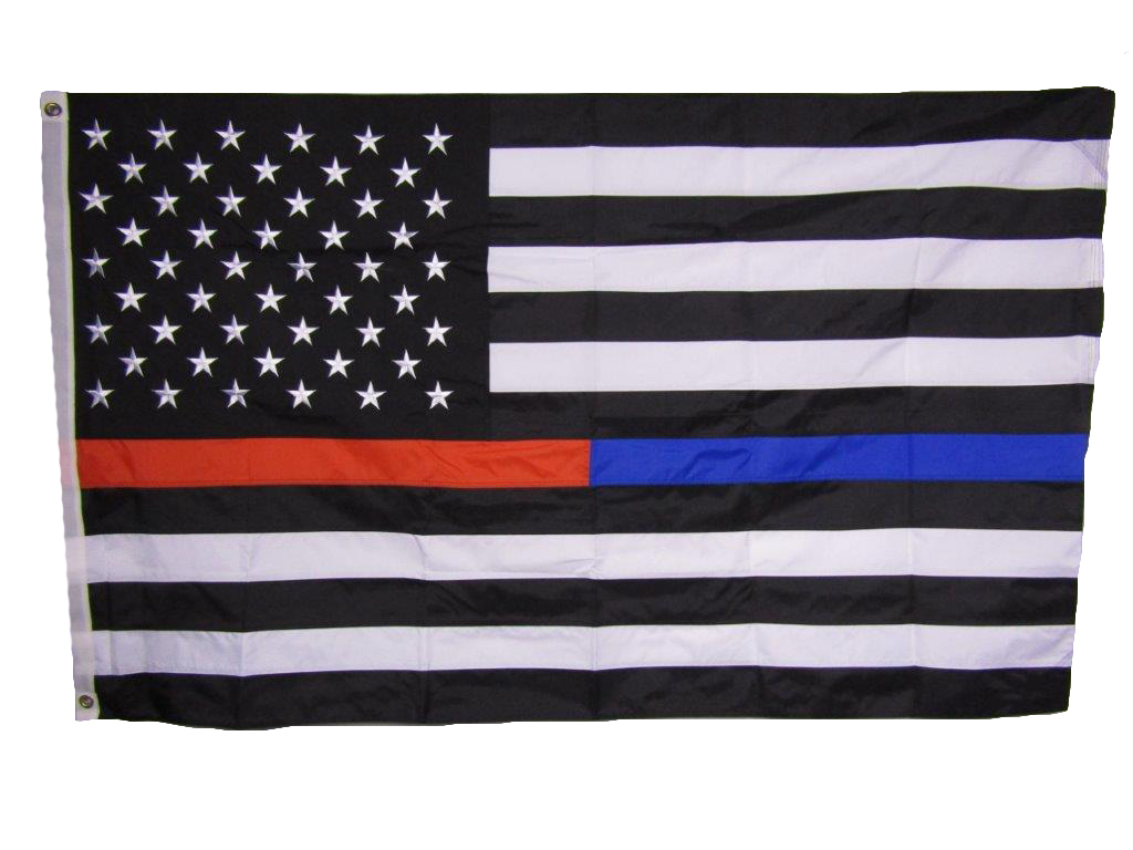 3x5 Embroidered USA Police Fire Thin Blue Red Line Rough Tex 300D Nylon ...