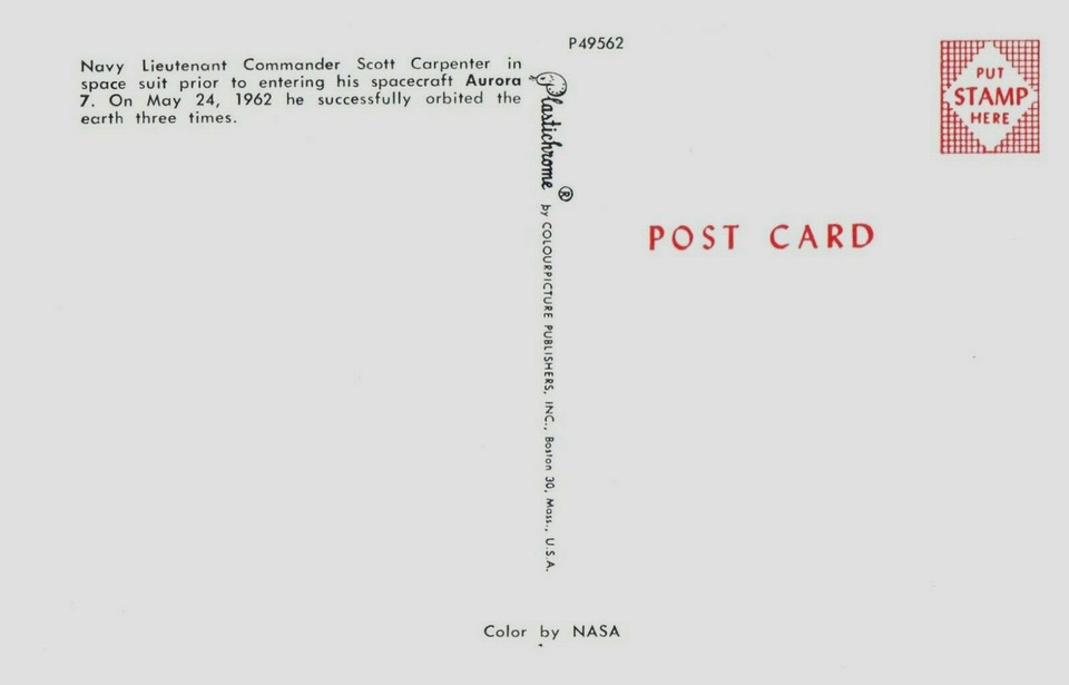 NASA Space Rockets Astronaut Cmdr. Scott Carpenter Aurora 7 Postcard | eBay