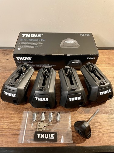 Thule Evo Raised Rail Foot Pack 710405 + Thule Metal Lock Set (Bundle ...